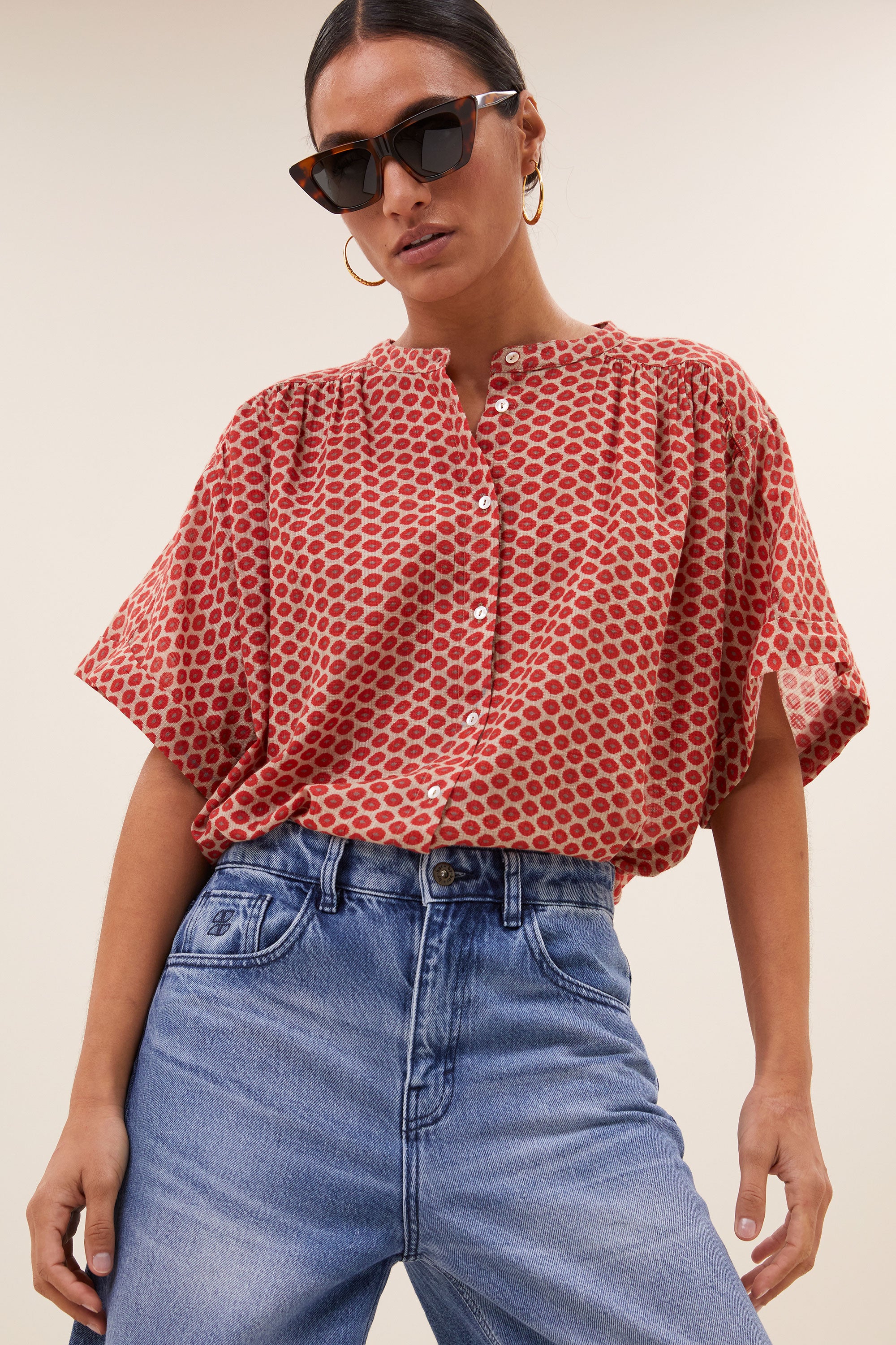 alex poppy dot blouse-poppy dot print