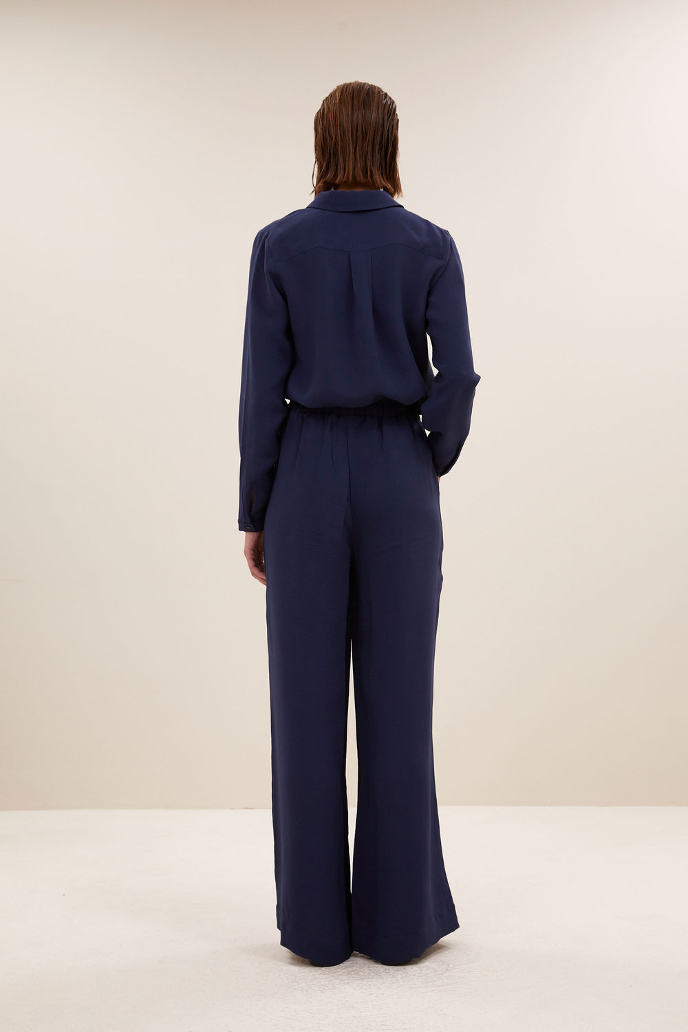 donna satin stripe blouse-evening blue