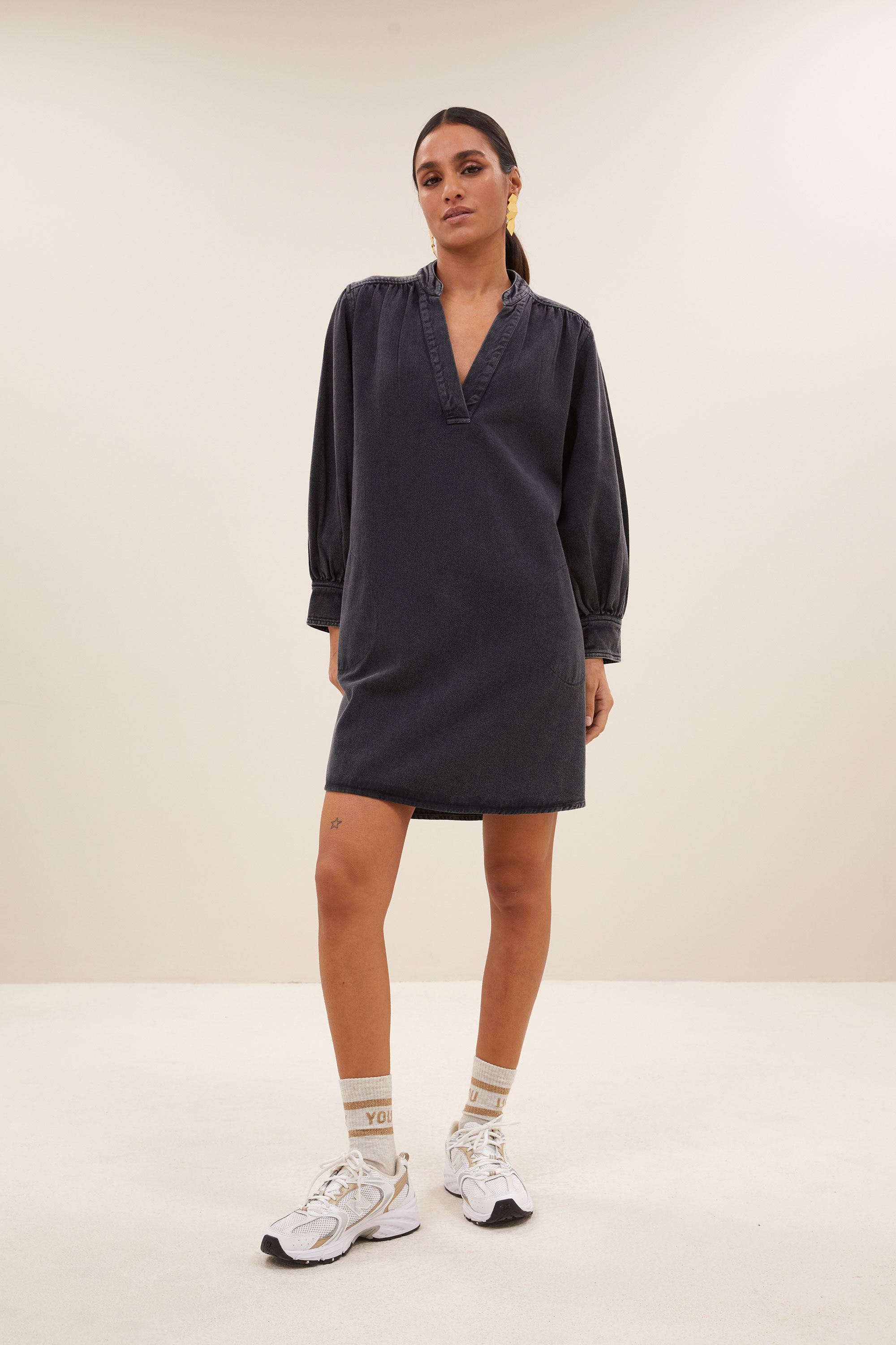 jina twill dress-jet black