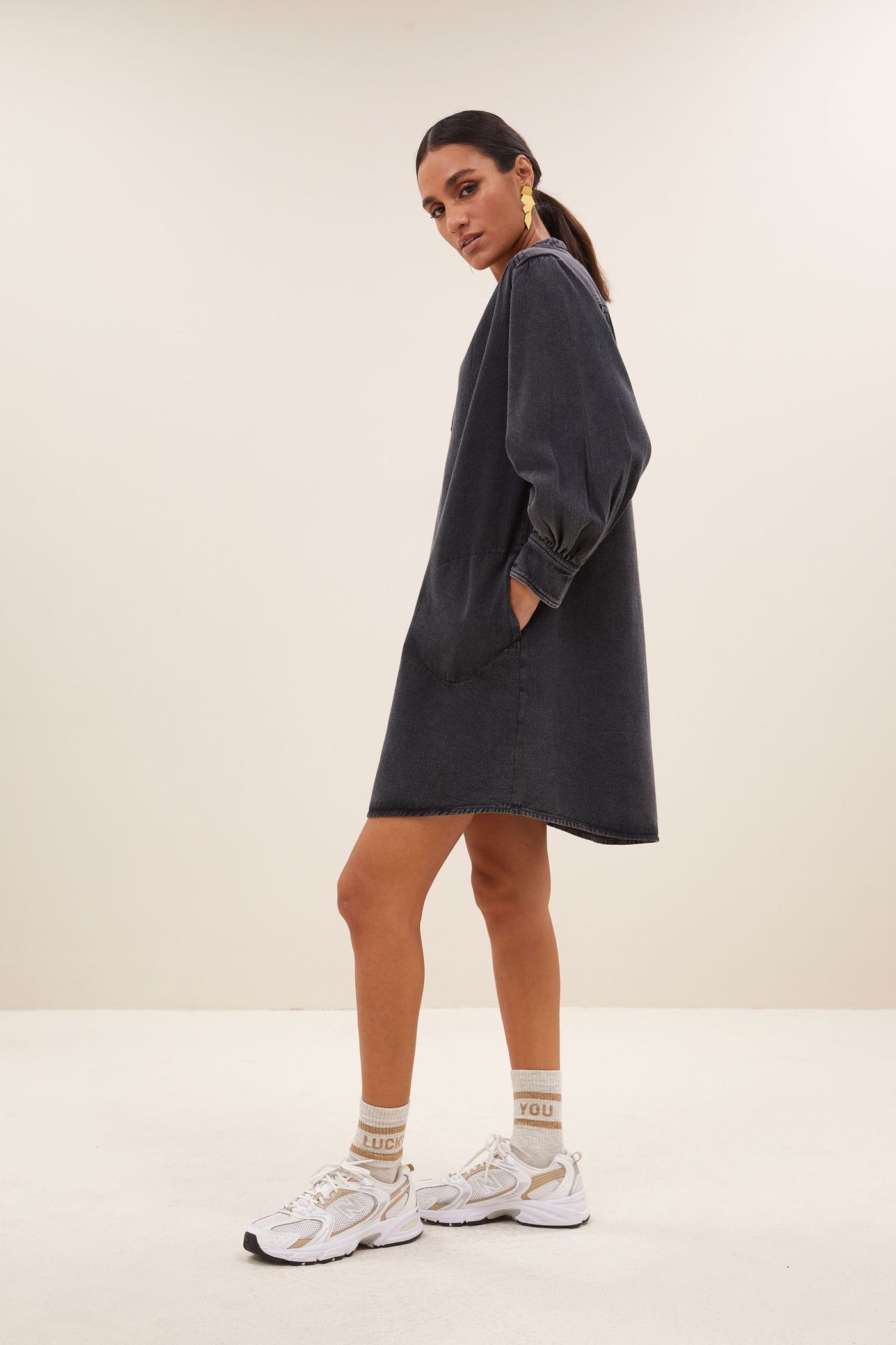 jina twill dress-jet black