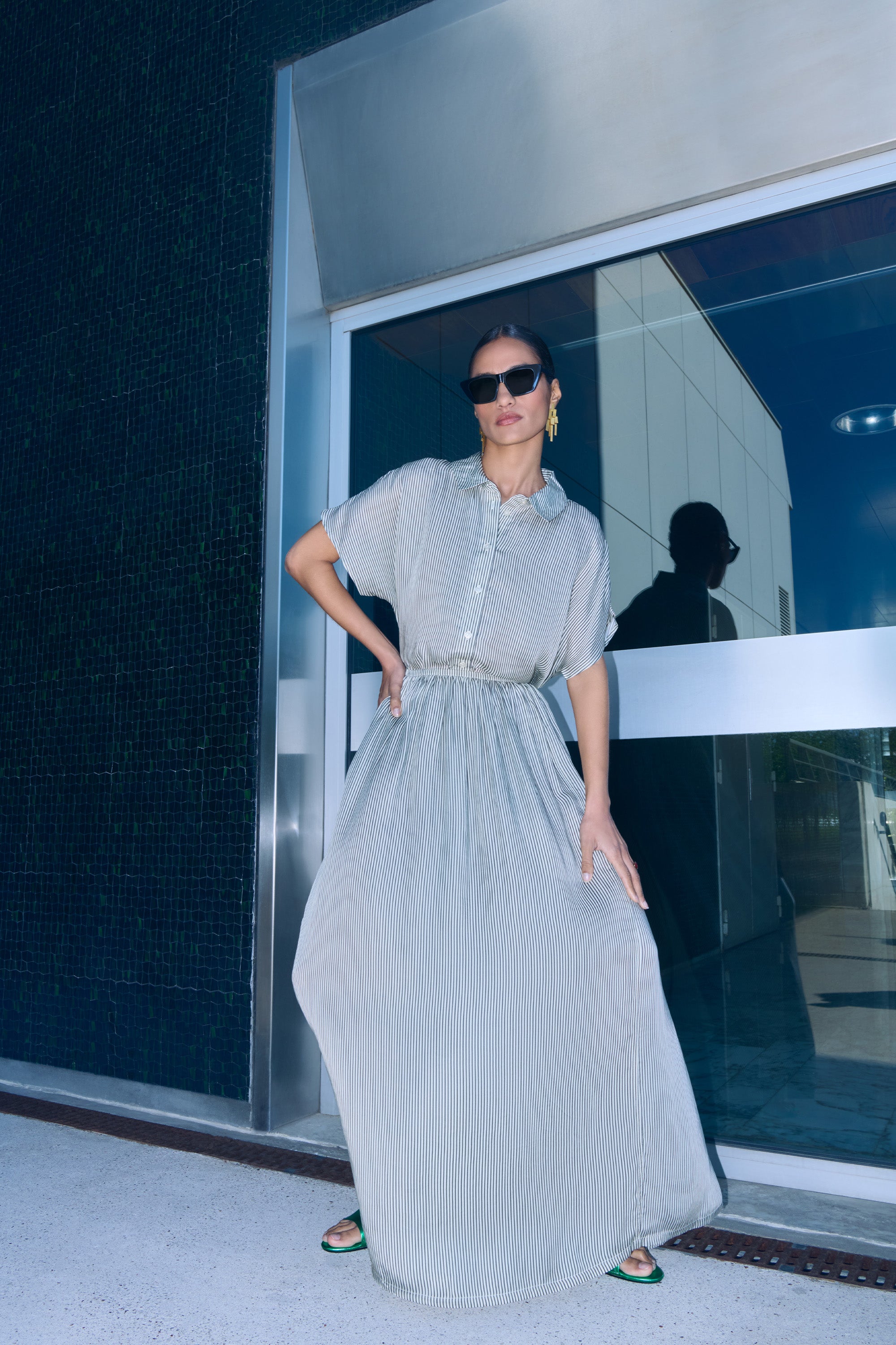 reva viscose stripe skirt-graphite stripe print