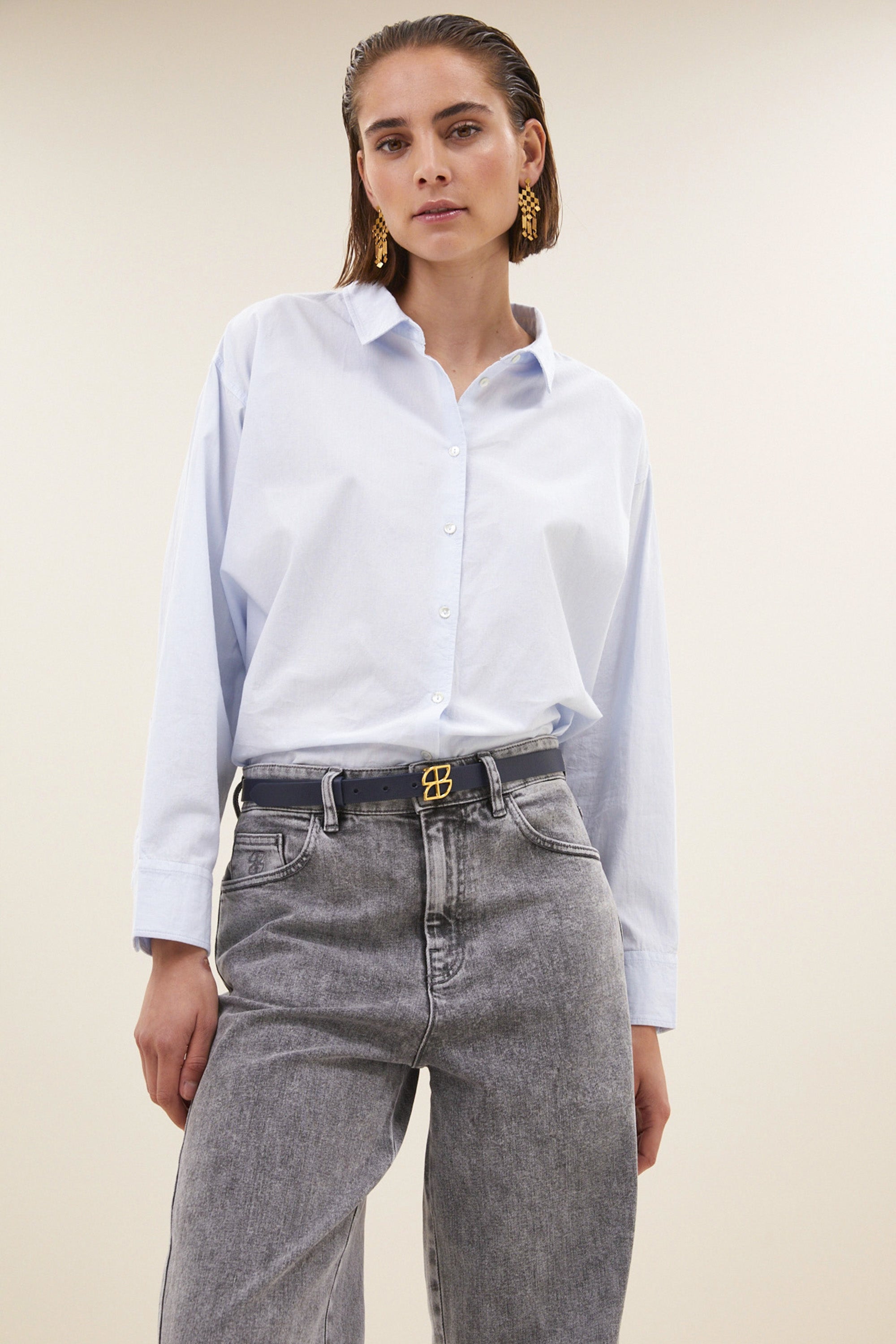 buckle logo belt-navy blue